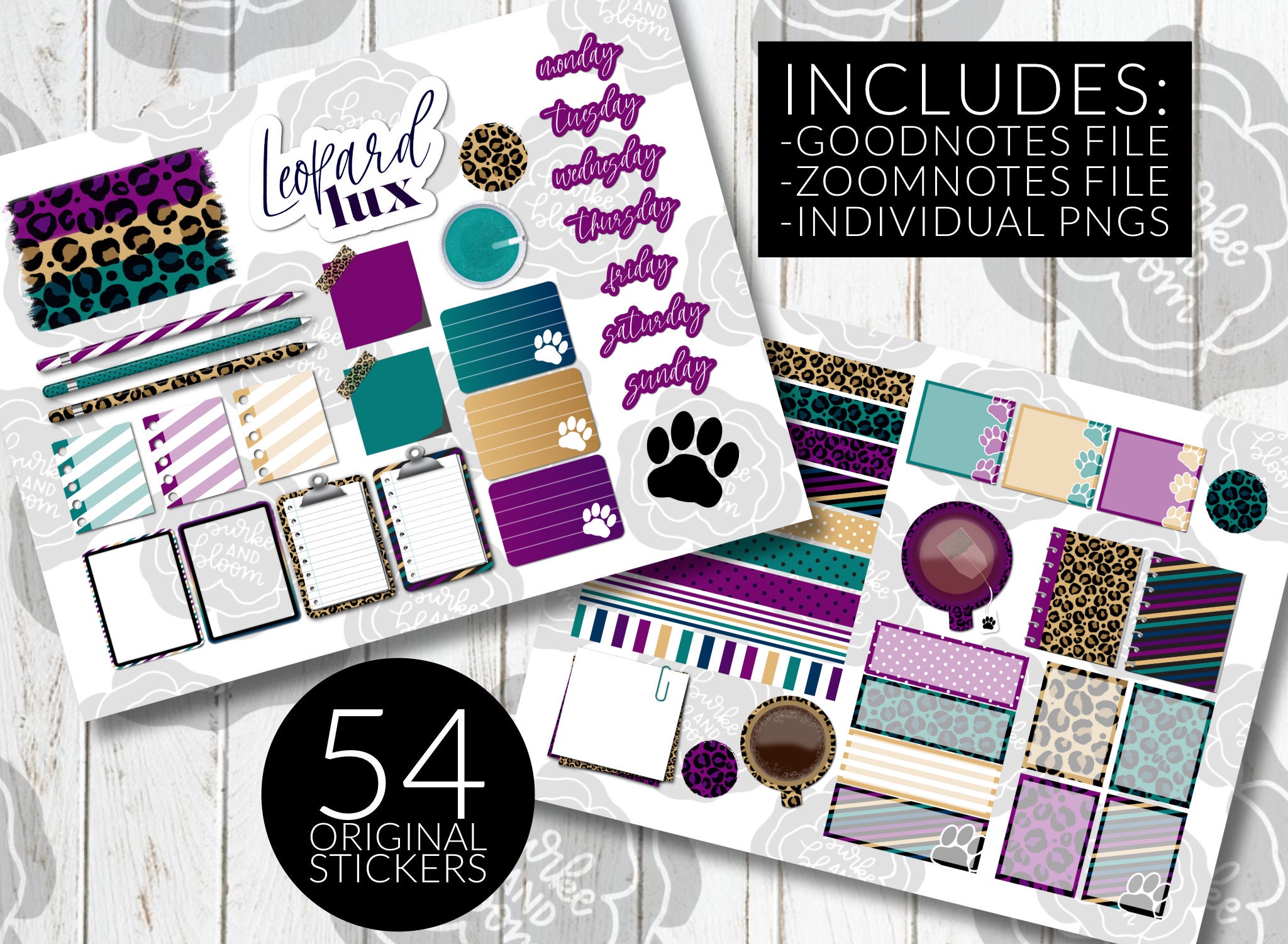 Leopard Lux Mini Digital Sticker Set Planner Stickers | Etsy
