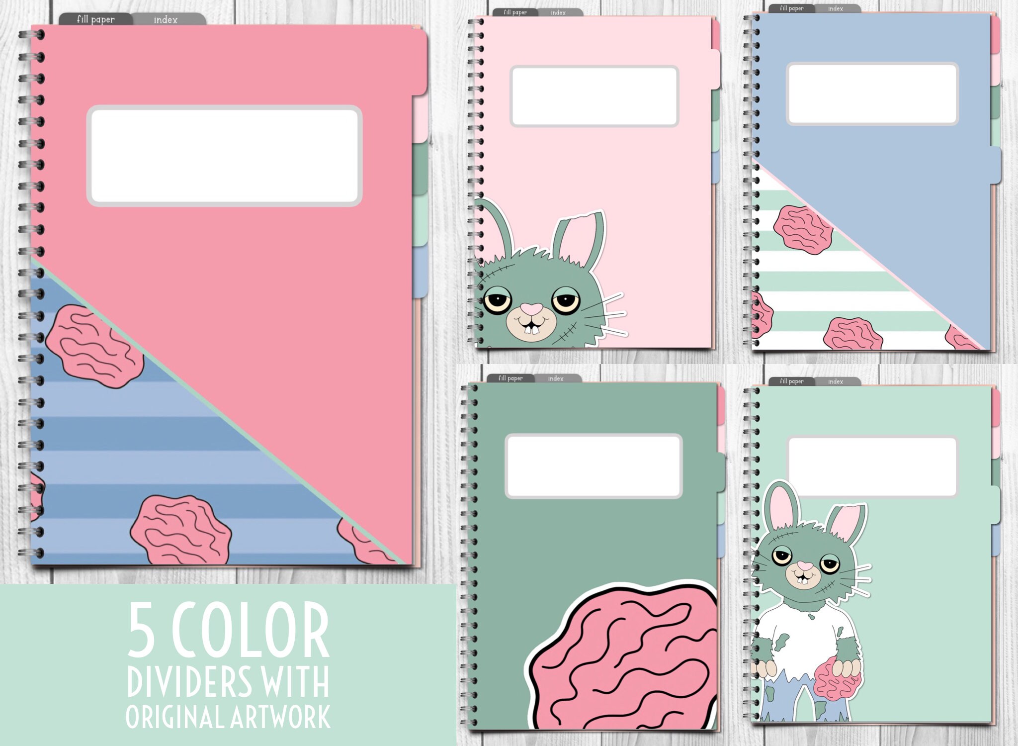 Zombie Bunny Digital Notebook pdf notebooks GoodNotes | Etsy