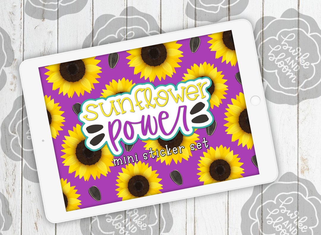 Sunflower Power Mini Digital Sticker Set Planner Stickers - Etsy