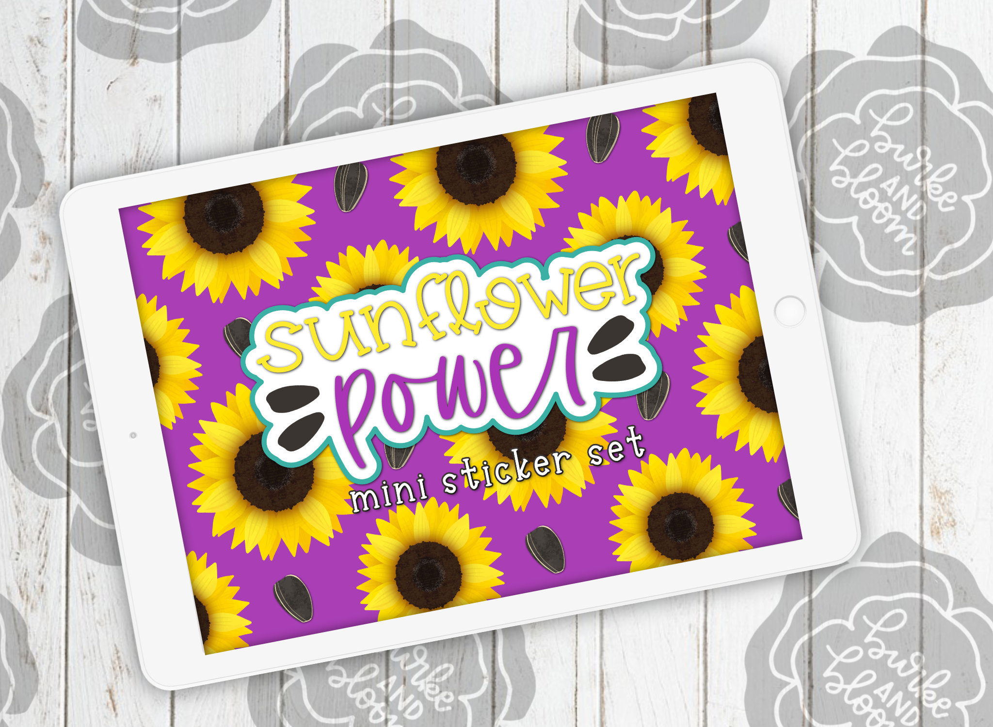Sunflower Power Mini Digital Sticker Set Planner Stickers | Etsy