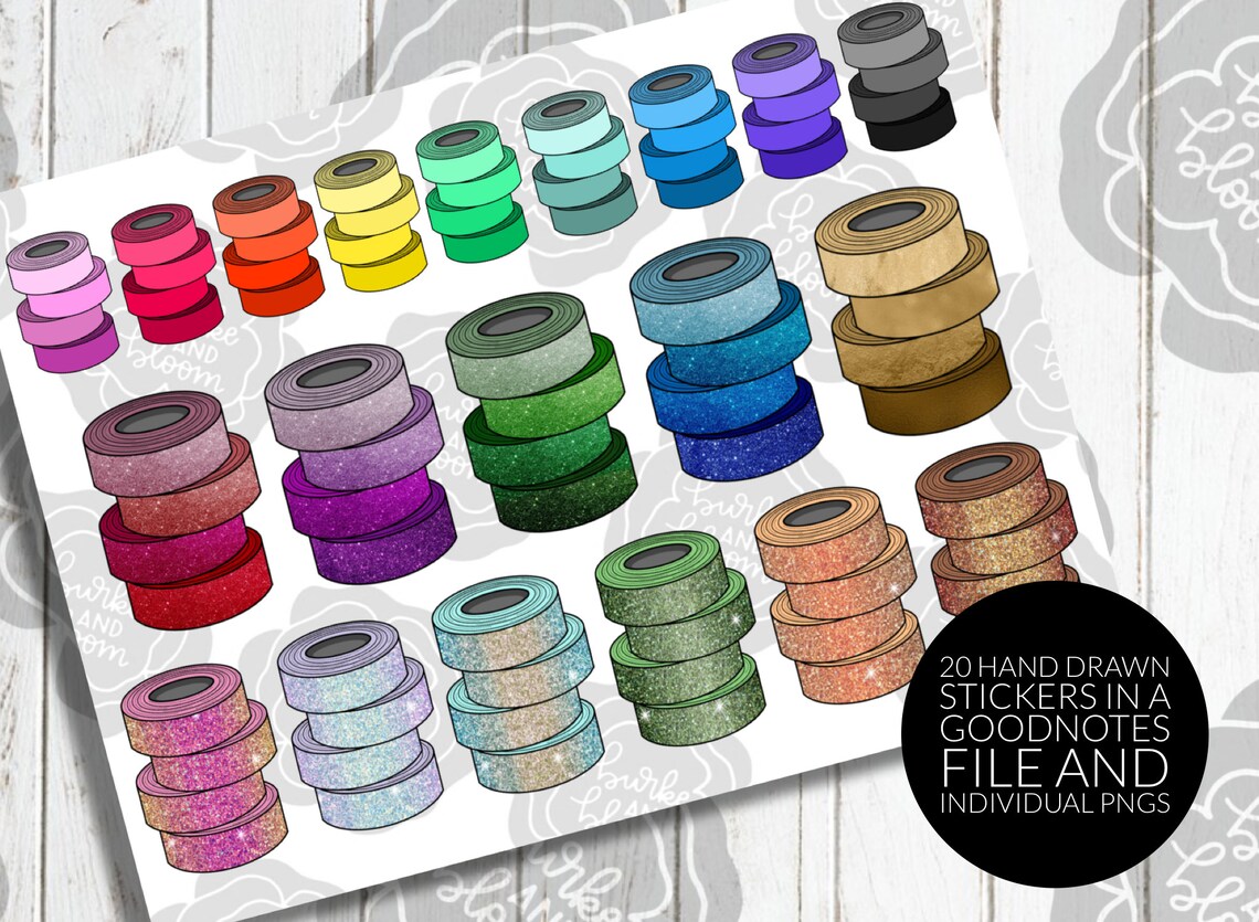 Washi Stacks Mini Digital Sticker Set Planner Stickers - Etsy