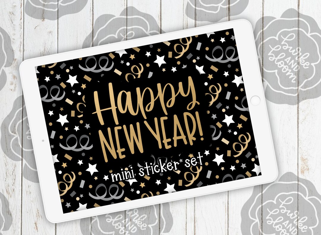 Happy New Year Mini Digital Sticker Set, Planner Stickers, Goodnotes ...