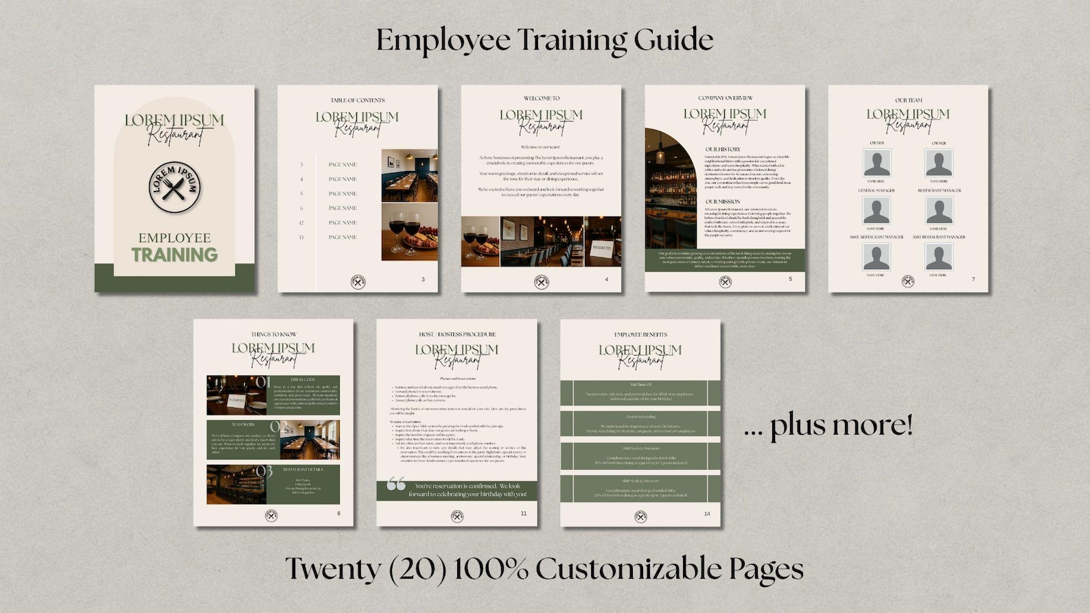 Editable Employee Handbook Template | Restaurant & Hospitality Training Manual | Canva Download ...
