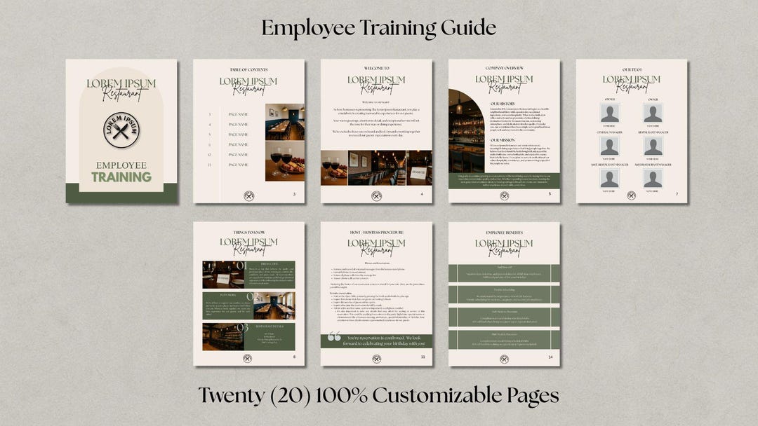 Editable Employee Handbook Template | Restaurant & Hospitality Training ...