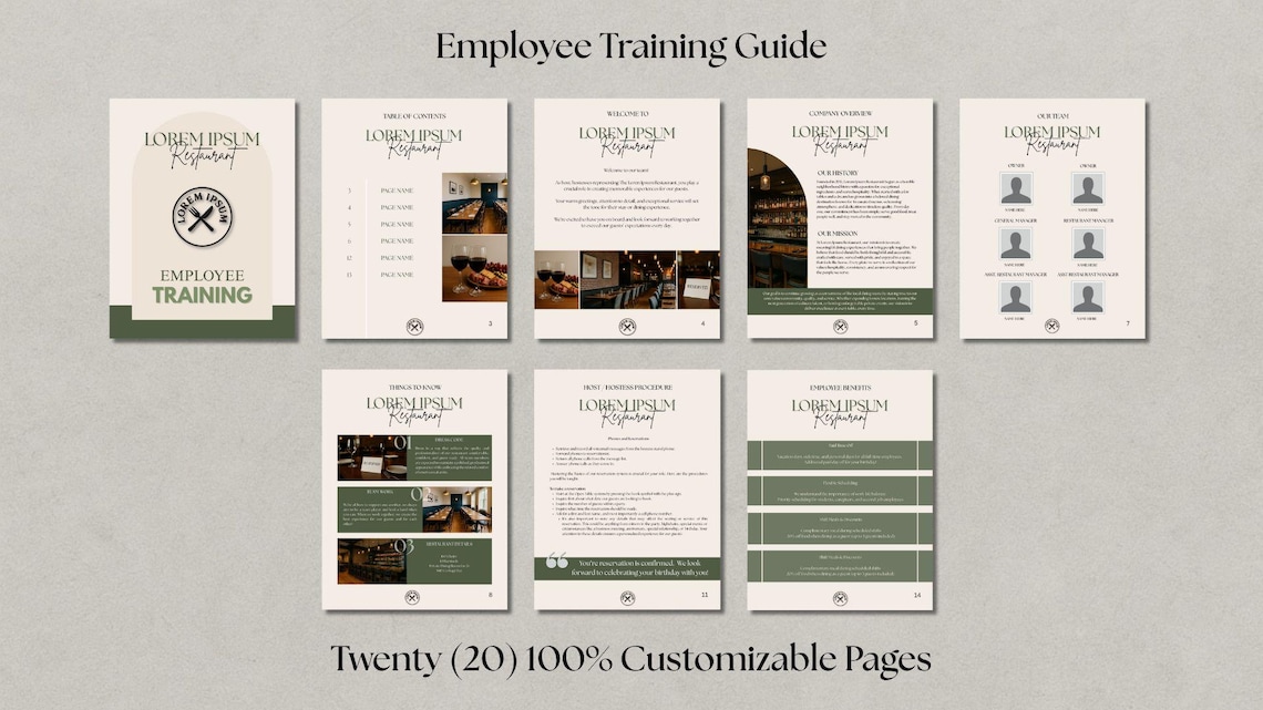 Editable Employee Handbook Template | Restaurant & Hospitality Training ...