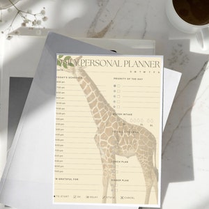 Giraffe Themed Printable Daily Personal Planner | Productivity Planner ...