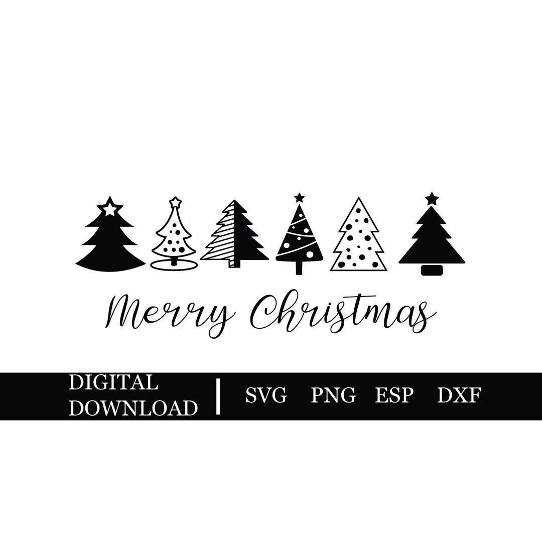 Merry Christmas With Trees SVG File // Png Christmas Image, Dxf File ...