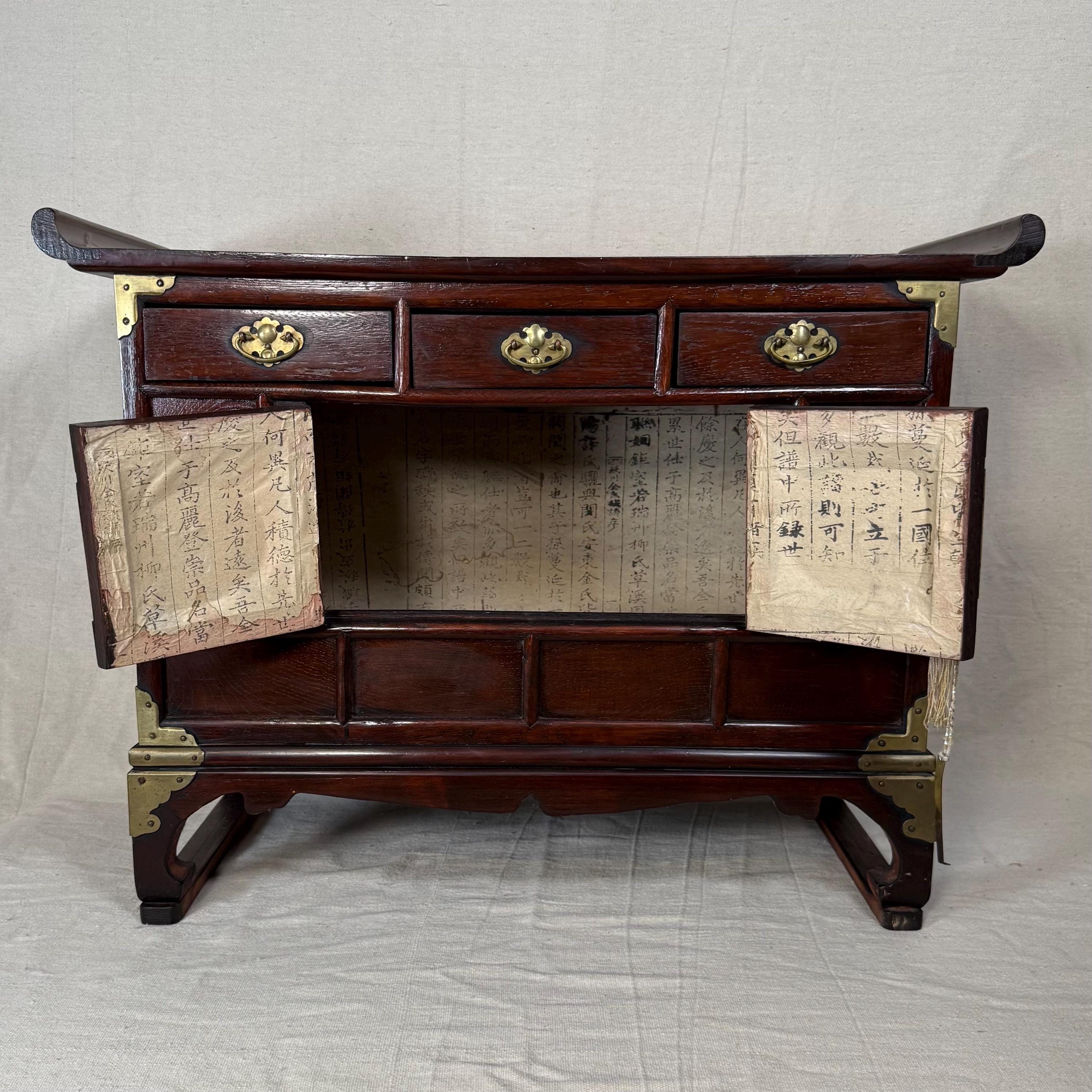 Antique Korean Bandai Cabinet / Wedding Chest / Tansu Elmwood & Brass ...