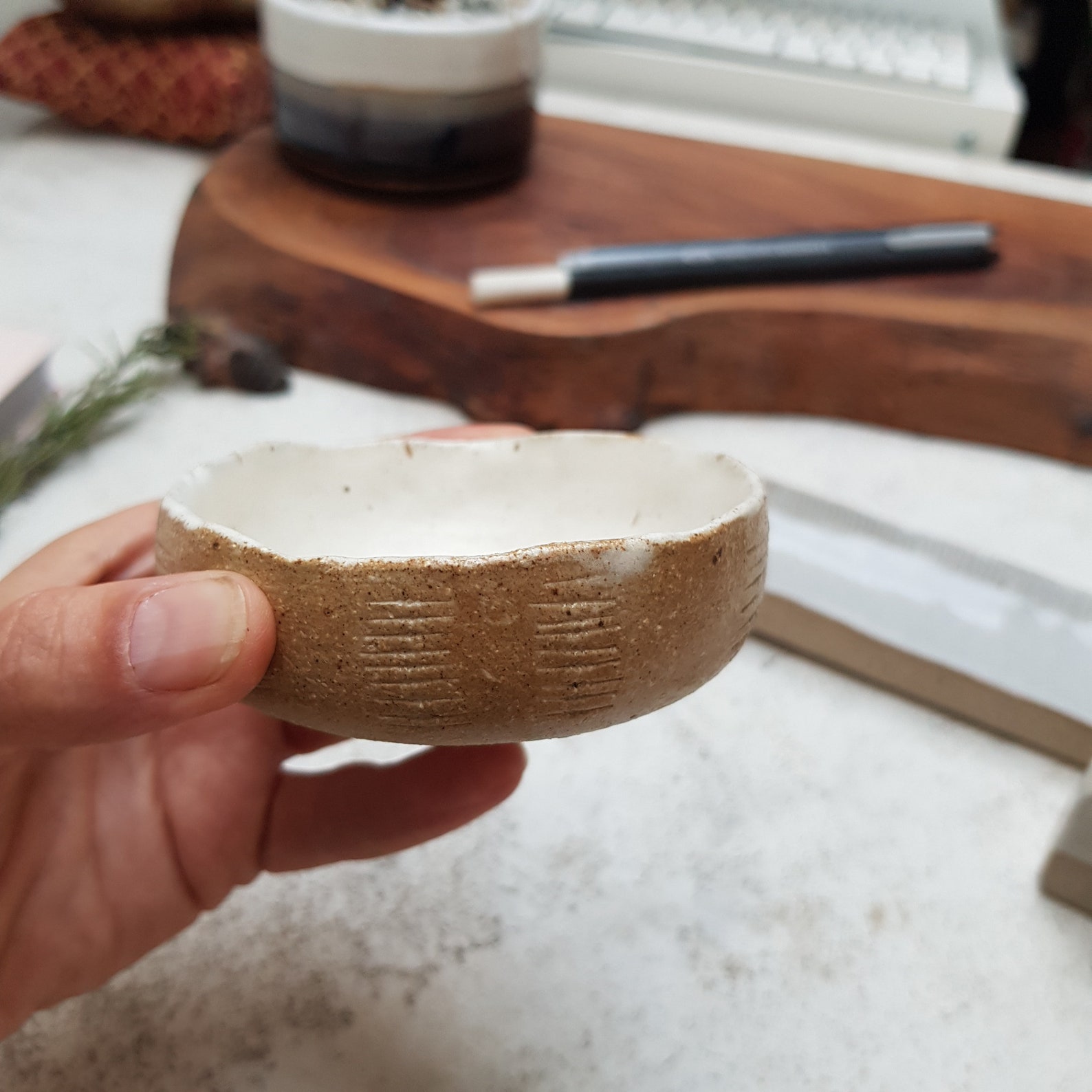 Ceramic Desk Tidy Set in an Organic Concrete Grey - Etsy