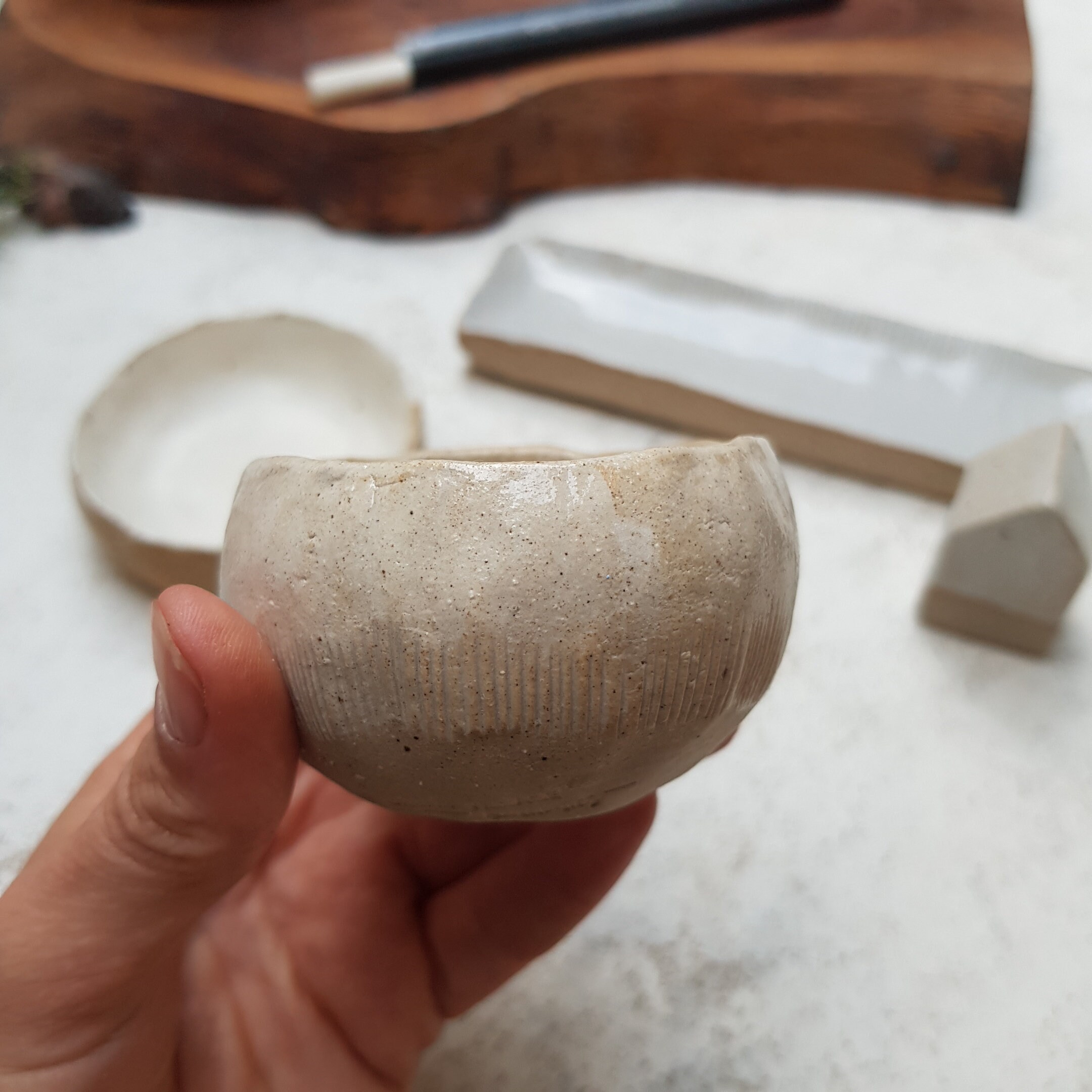 Ceramic Desk Tidy Set in an Organic Concrete Grey - Etsy