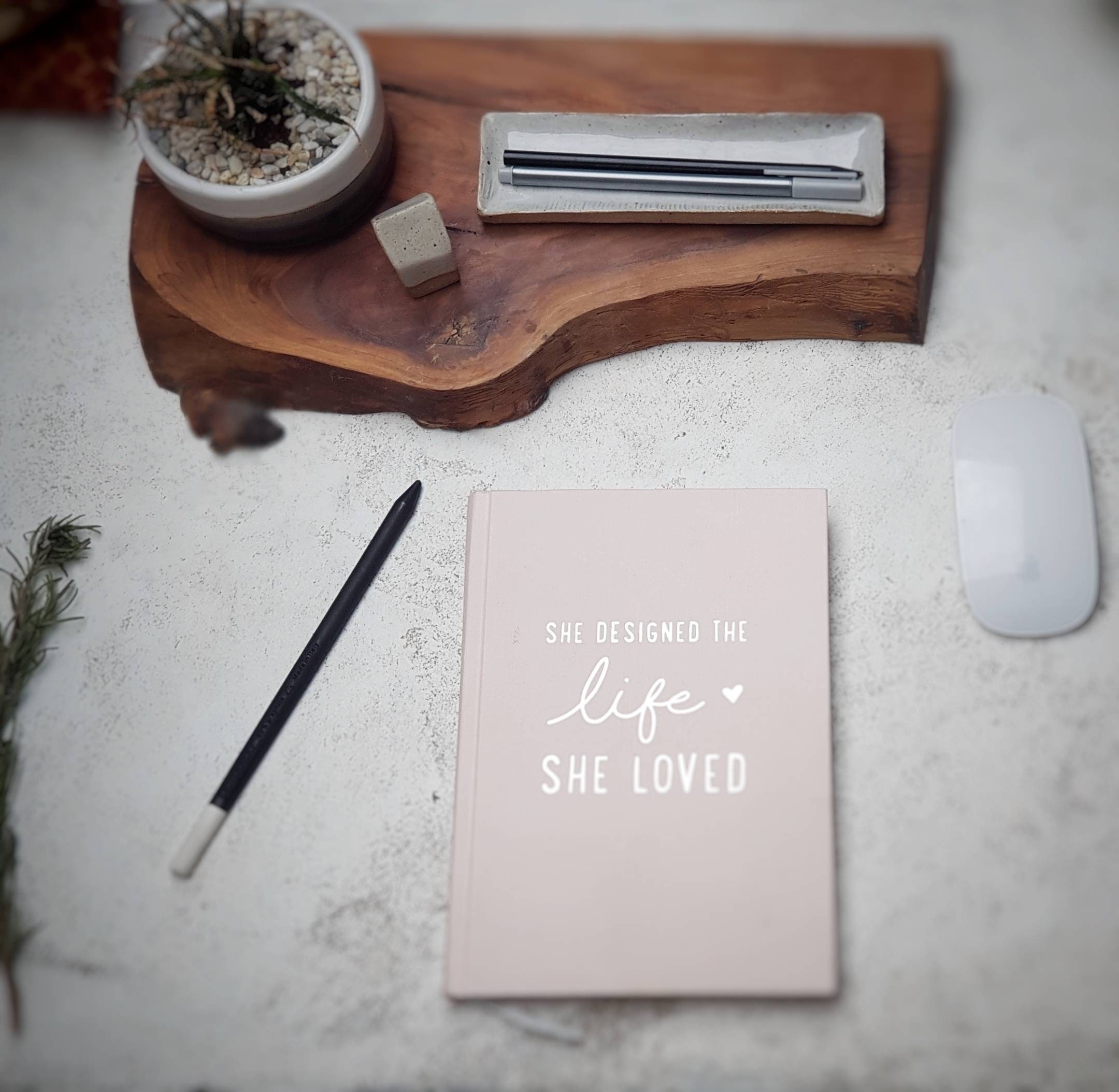 Ceramic Desk Tidy Set in an Organic Concrete Grey - Etsy