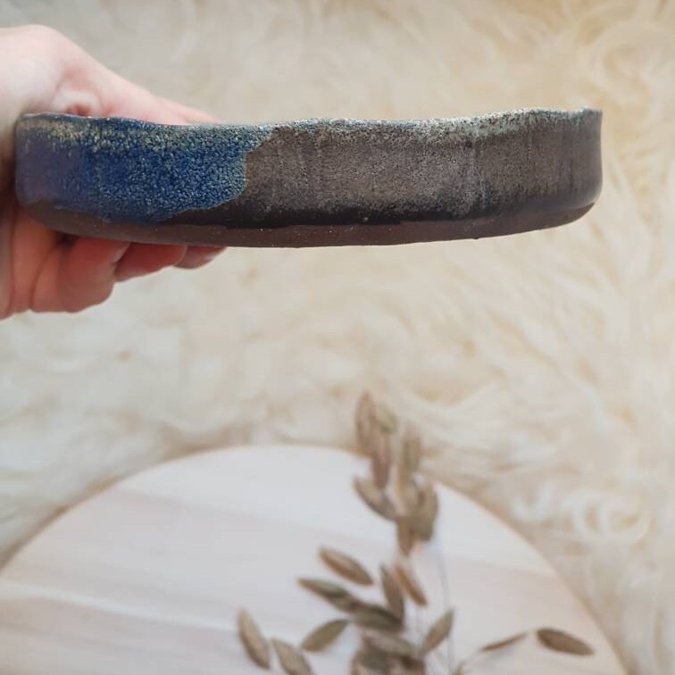 Contemporary Wabi-sabi 14cm wide Atlantic blue ceramic bowl | Etsy