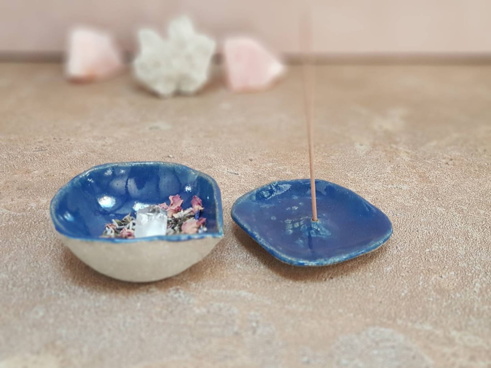 Deep Blue Ceramic Ritual Set/ Incense Burner and Bowl - Etsy