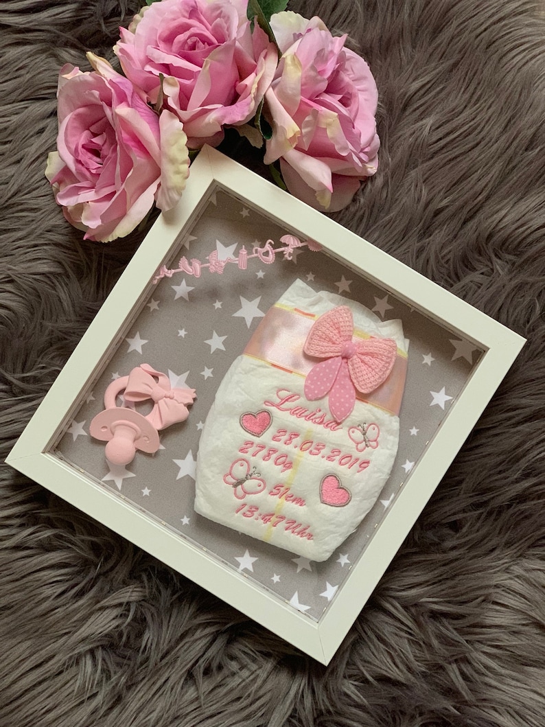 Embroidered Diaper in Frame - Etsy
