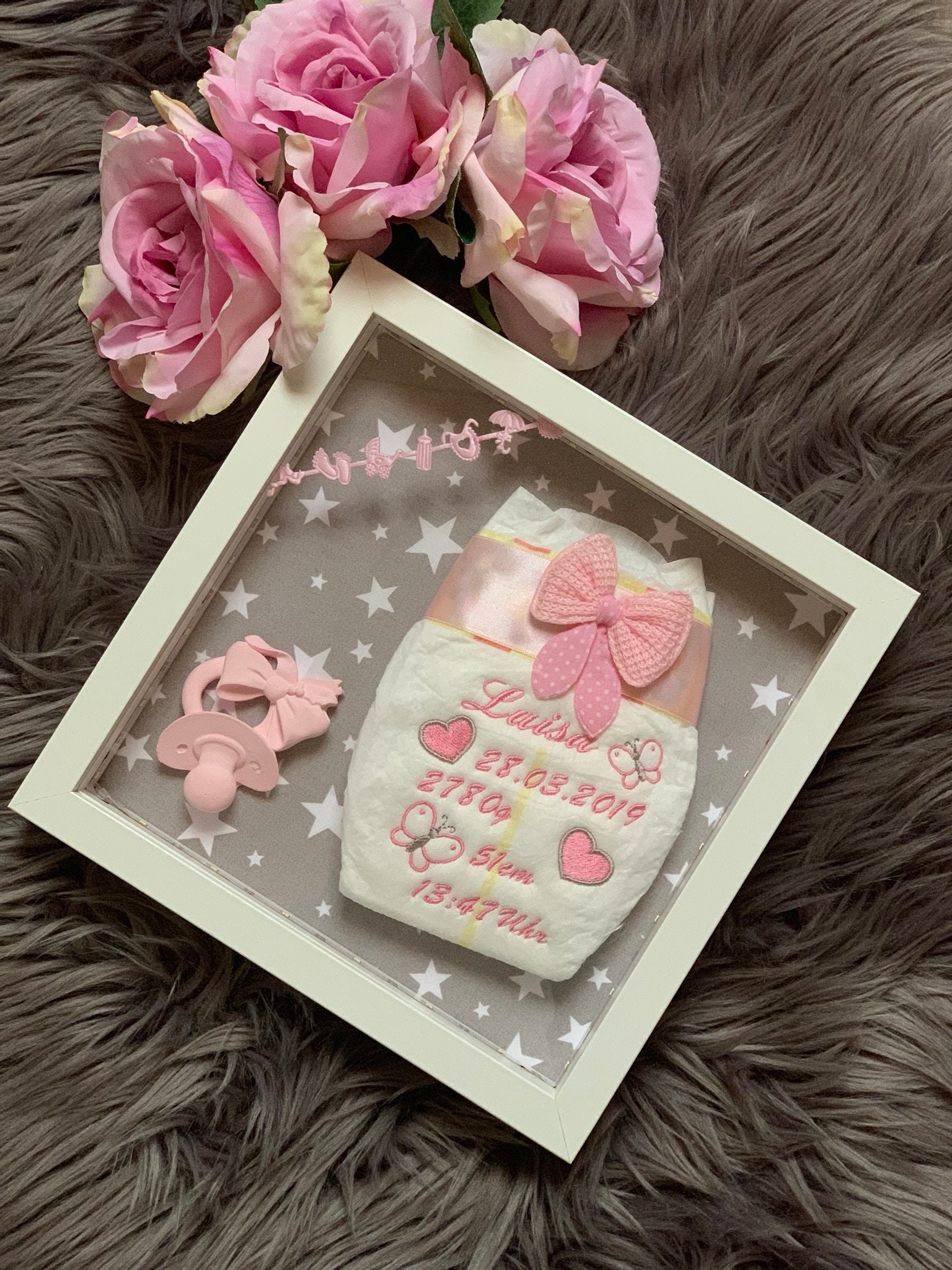 Embroidered Diaper in Frame - Etsy