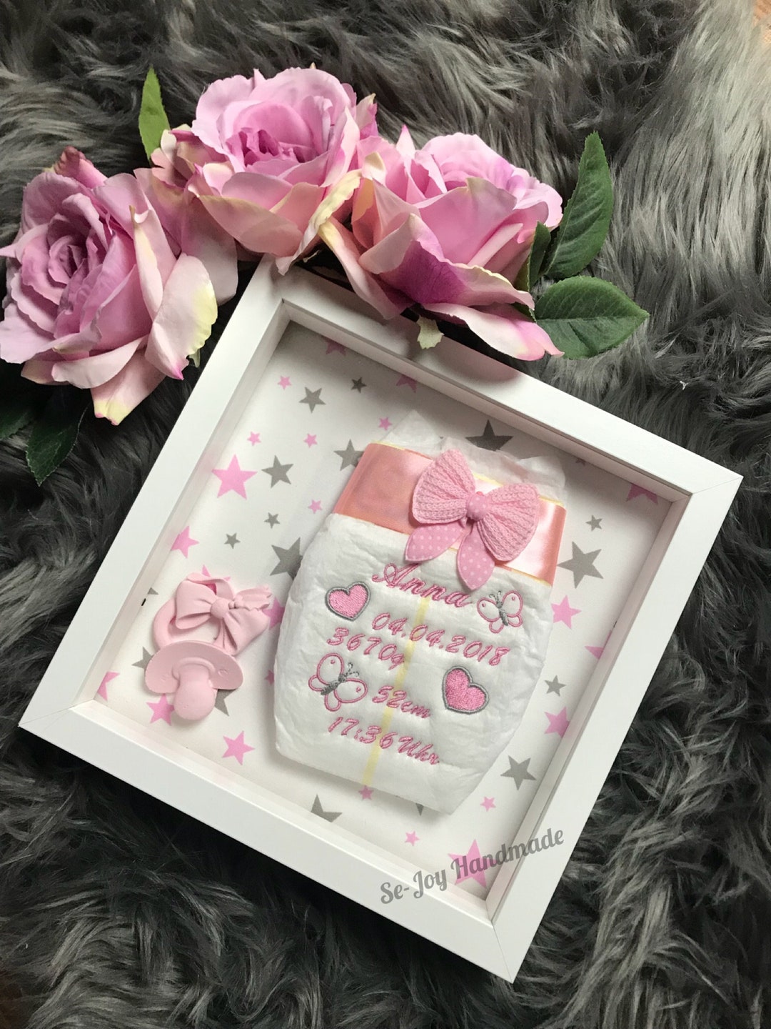 Embroidered Diaper in Frame - Etsy