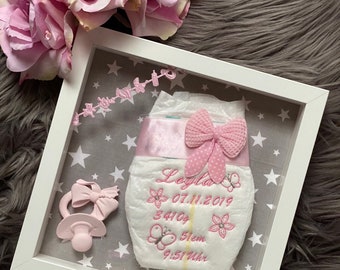 Embroidered Diaper in Frame - Etsy