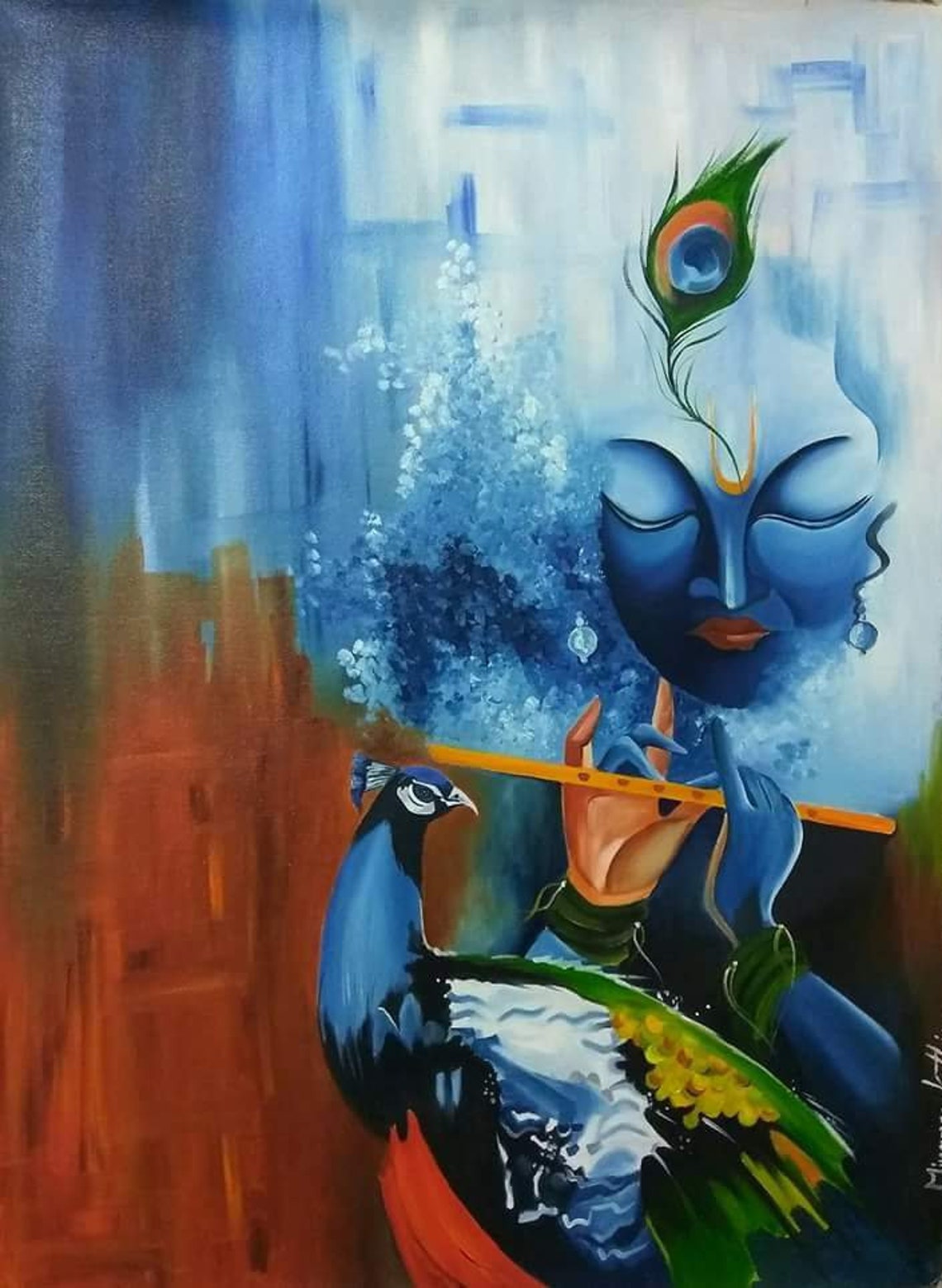 Krishna Painting Handmade Painting Original Canvas Painting - Etsy Norway