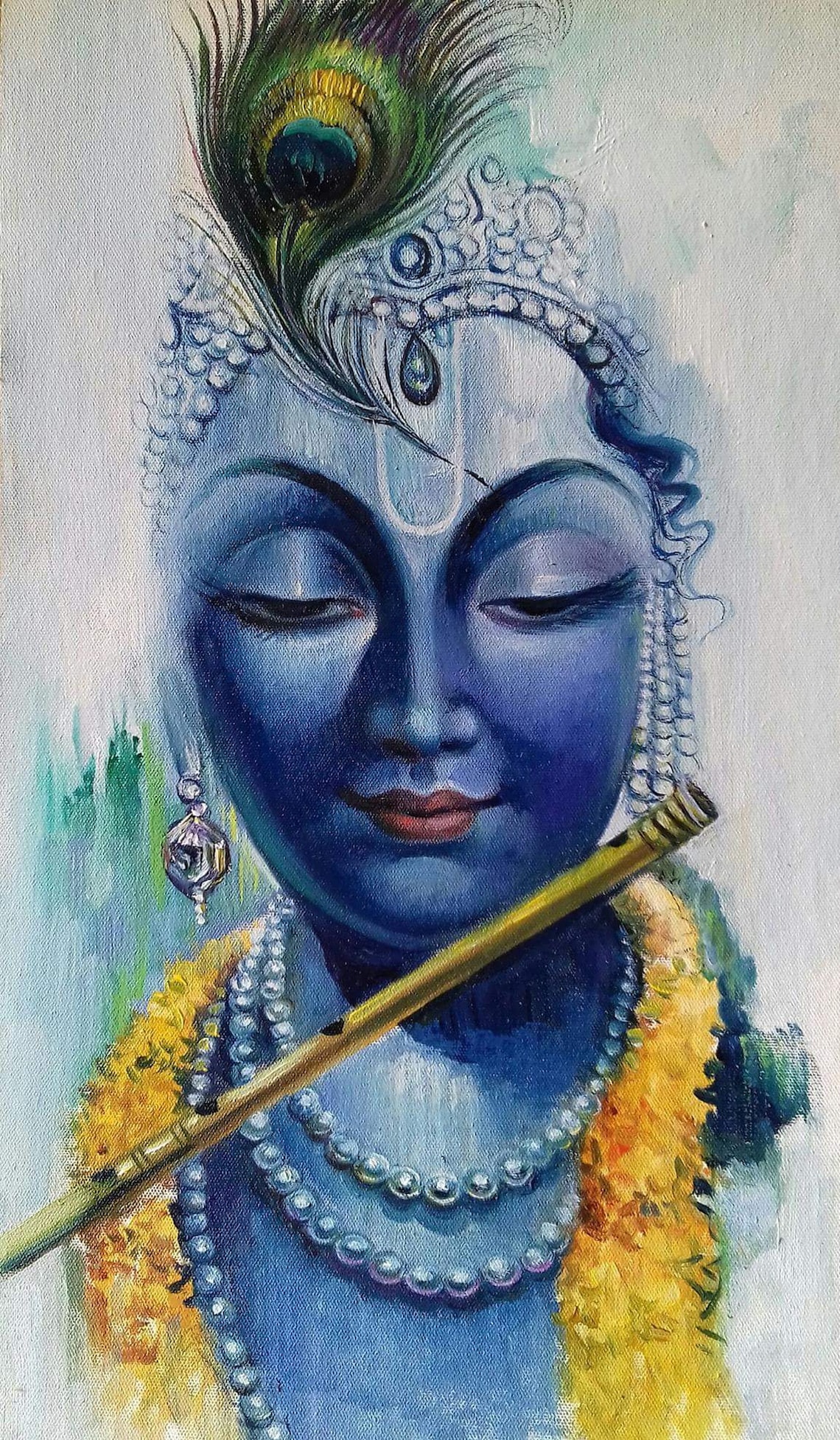 Krishna Painting Handmade Painting Original Canvas Painting - Etsy