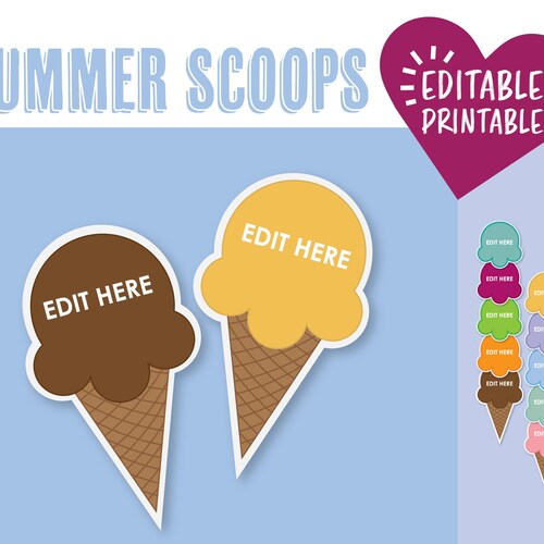 Ice Cream Door Decoration / Printable / Summer / Scoops / - Etsy