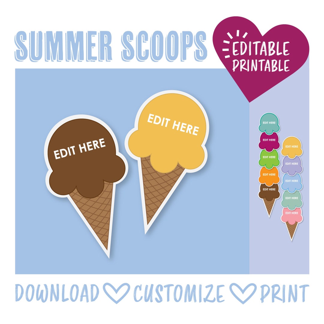 Ice Cream Door Decoration / Printable / Summer / Scoops / Desert / Door ...