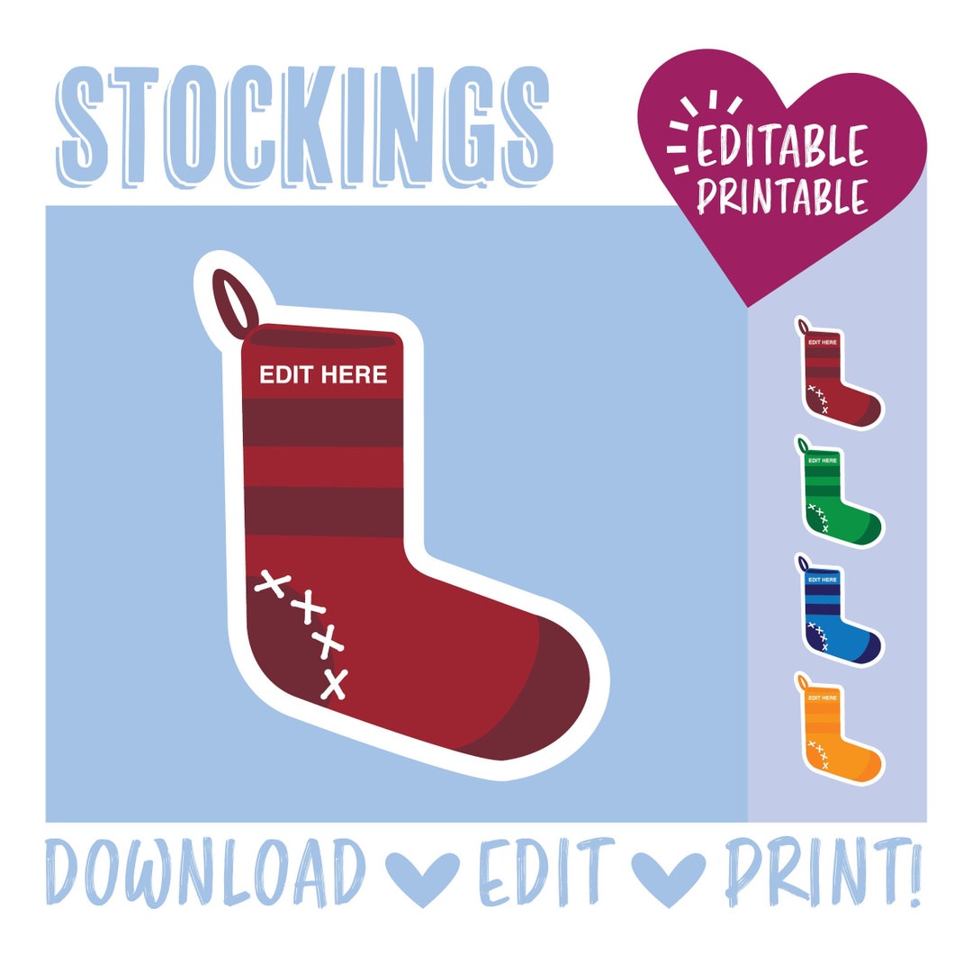 Holiday Stockings Door Decorations / Christmas / Fireplace / Printable ...