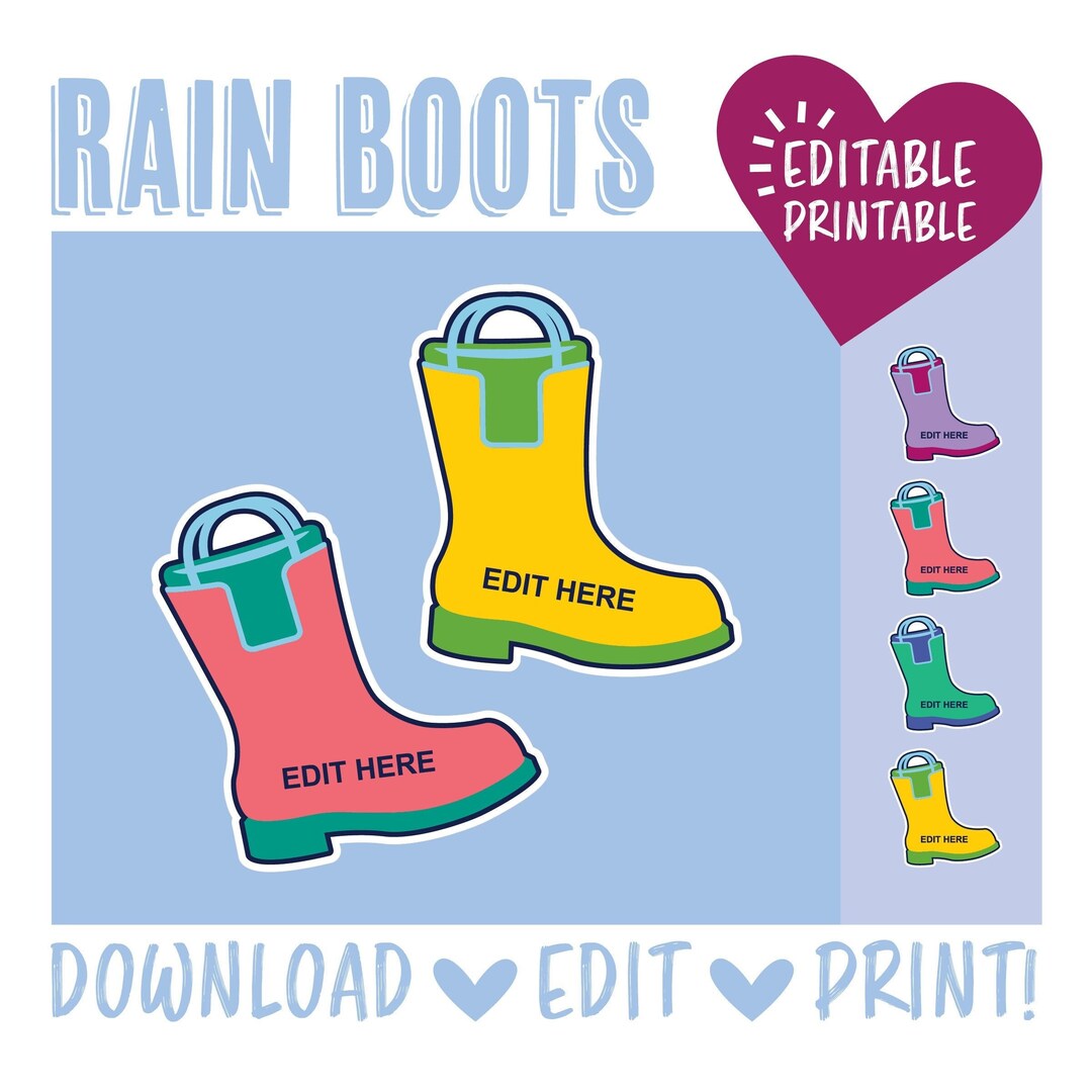 Rain Boots Door Decoration, Rainboots, Spring, Jumping in Puddles ...