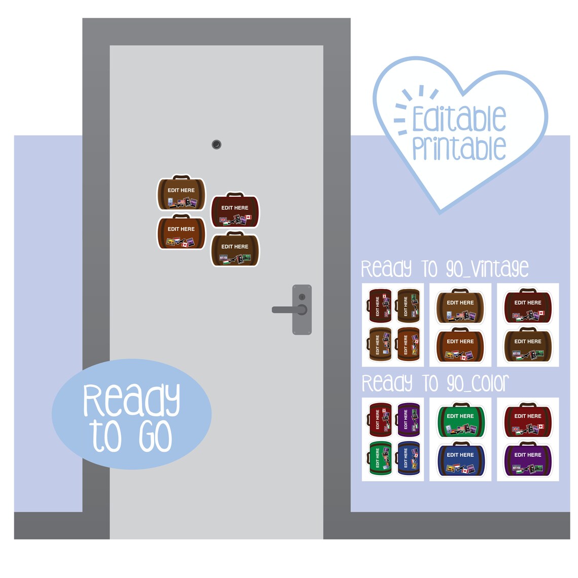 Pack Your Bags Door Dec / Printable / Plane / Suitcase / Travel / Road ...