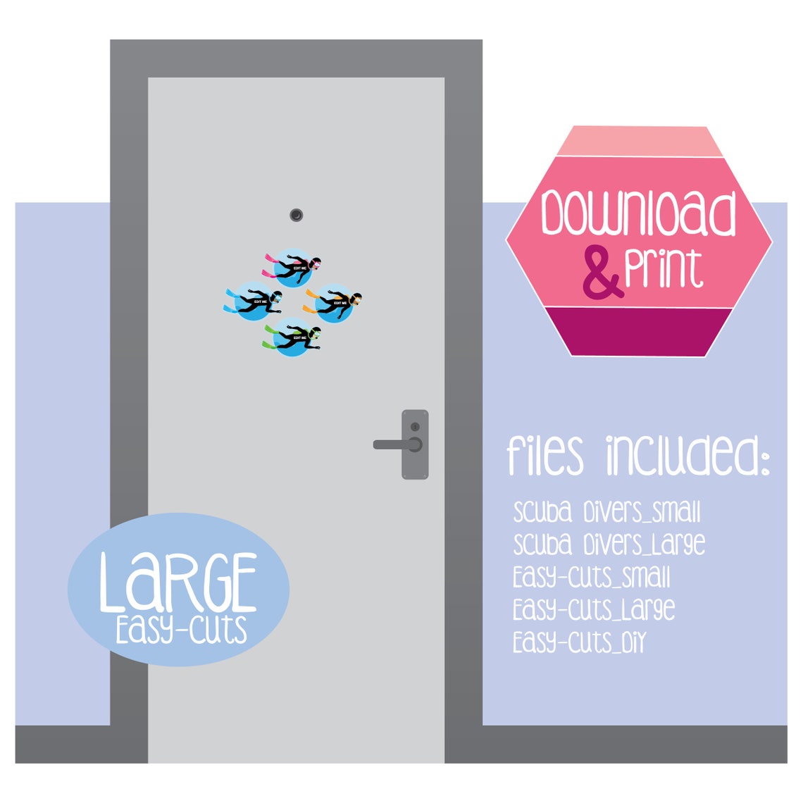 Scuba Divers Door Decoration / Printable / Sea / Swim / Sport | Etsy