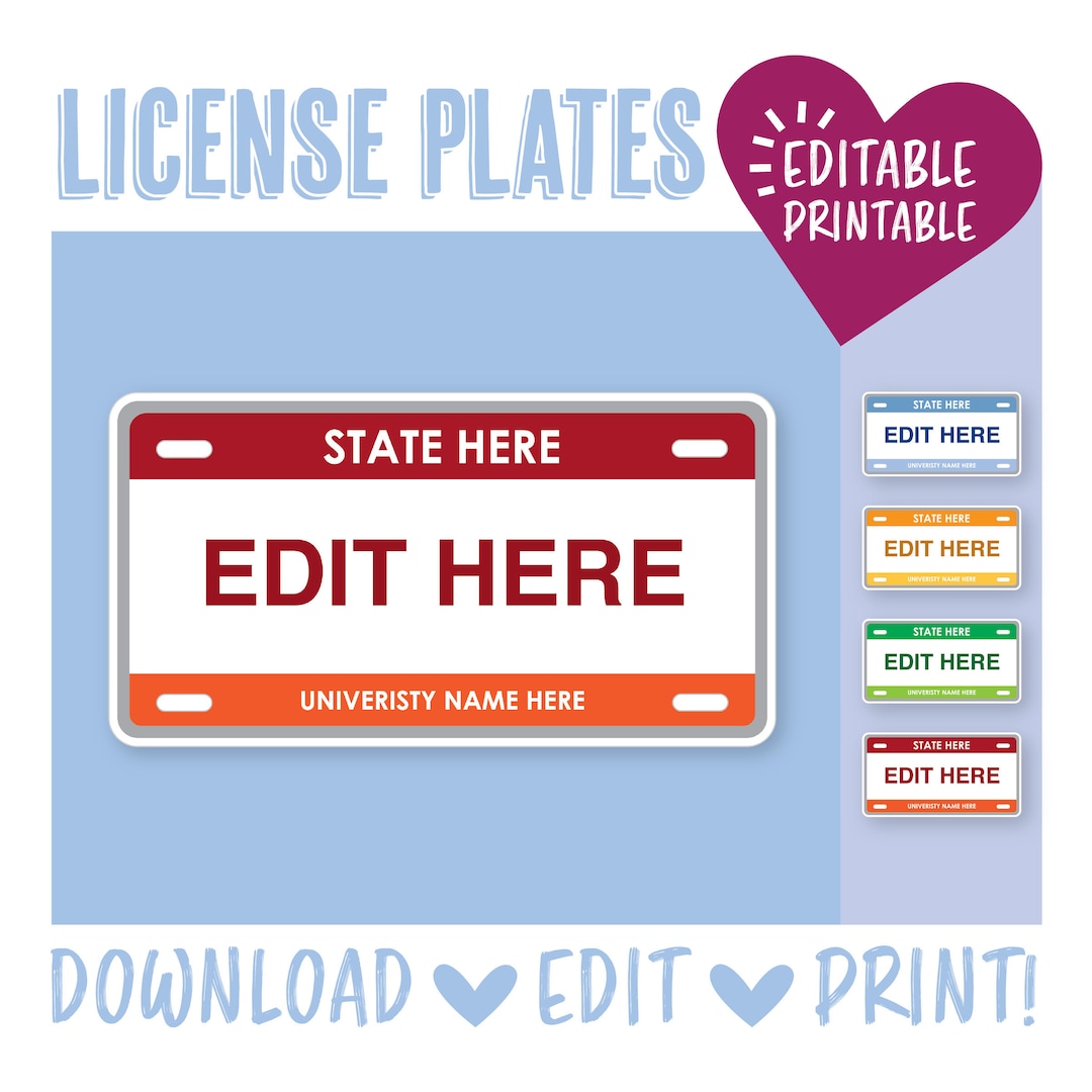 License Plates Door Decoration / Printable / Travel / Road Trip ...