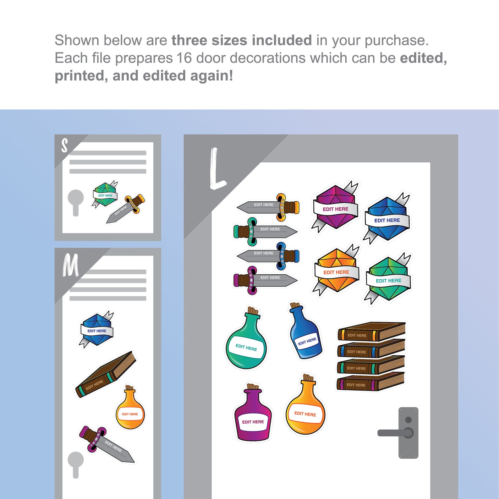 Roll of the Dice Door Decorations, TTRPG, Wizards, 20 Sided Dice ...