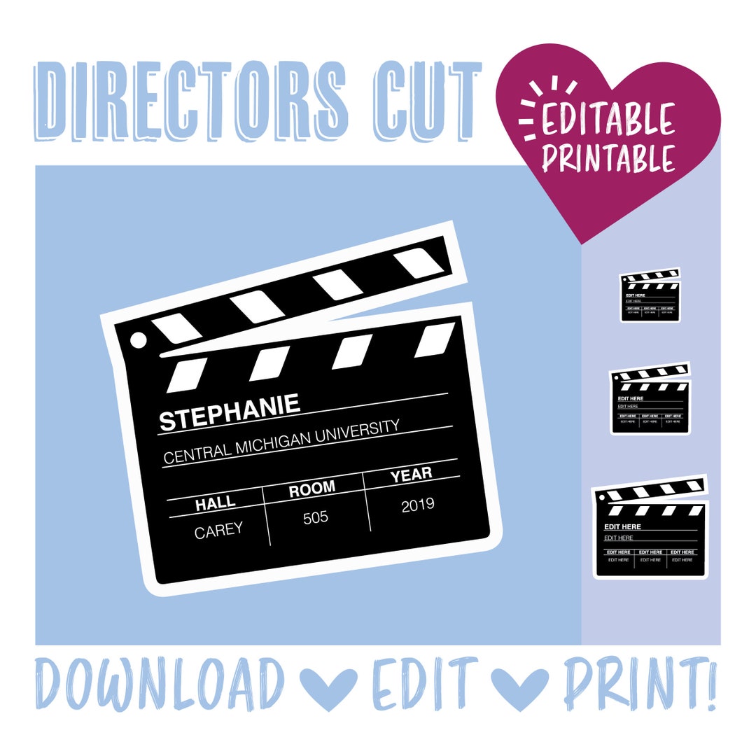 Director's Cut Door Decoration / Printable / Cinema / Clapper /movie ...