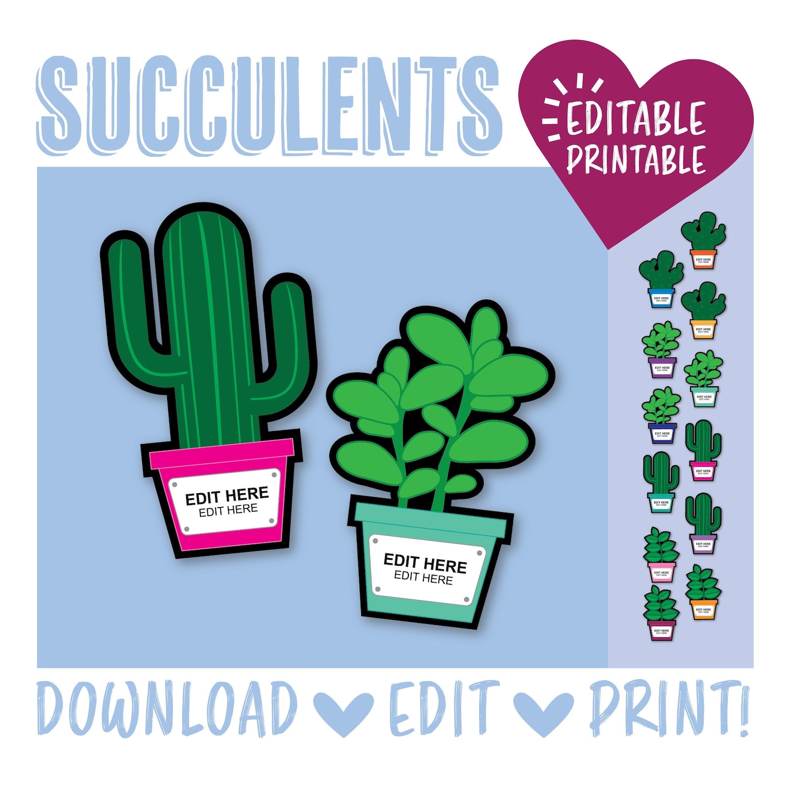 Succulent Door Decoration Printable Door Dec RA Residence - Etsy