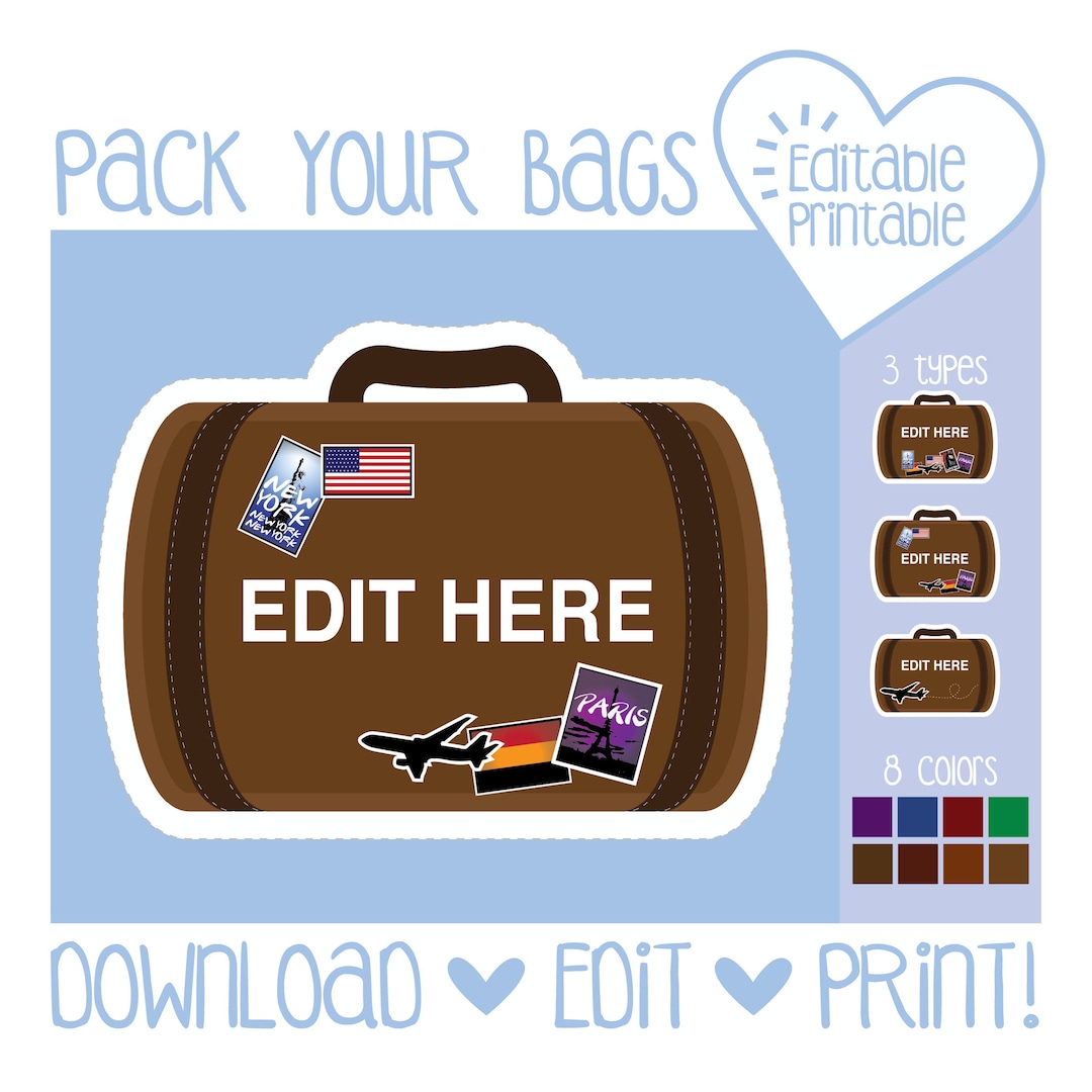 Pack Your Bags Door Dec / Printable / Plane / Suitcase / Travel / Road ...
