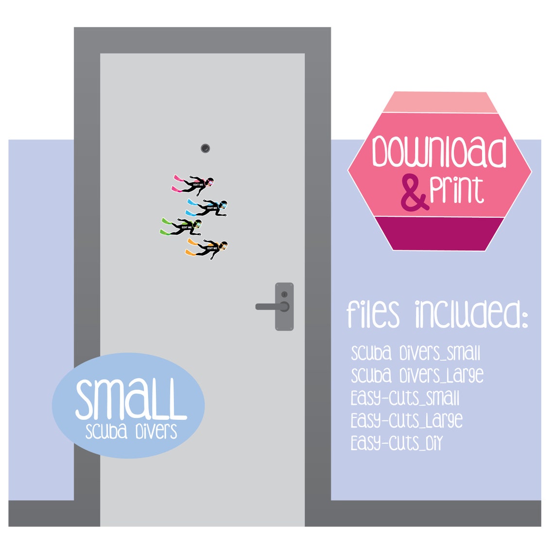 Scuba Divers Door Decoration / Printable / Sea / Swim / Sport | Etsy