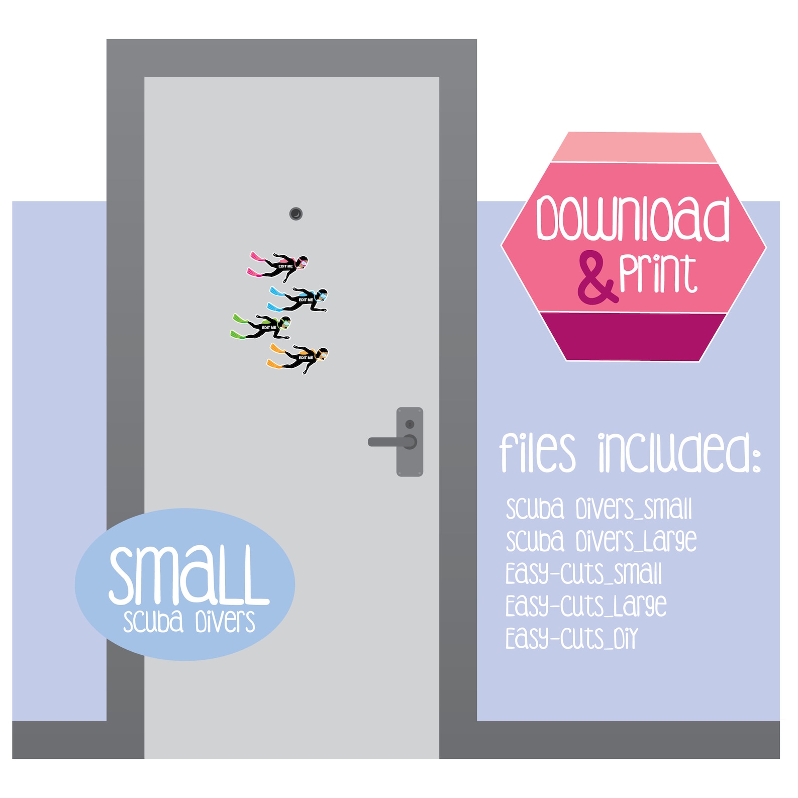 Scuba Divers Door Decoration / Printable / Sea / Swim / Sport | Etsy