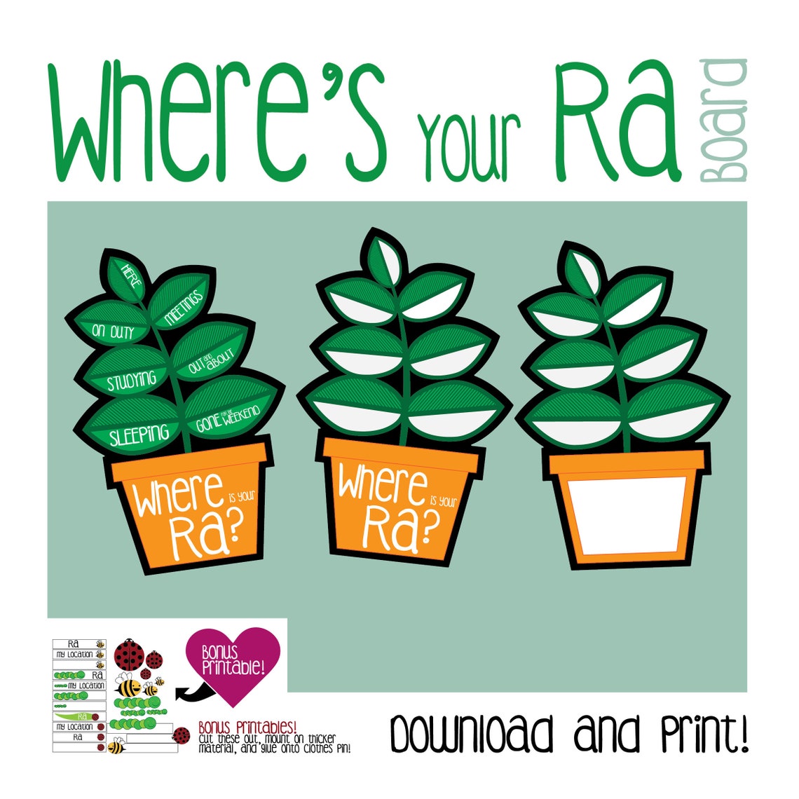 Potted Plant RA Board / Printable / on Duty Board / Where Am I? / Where ...