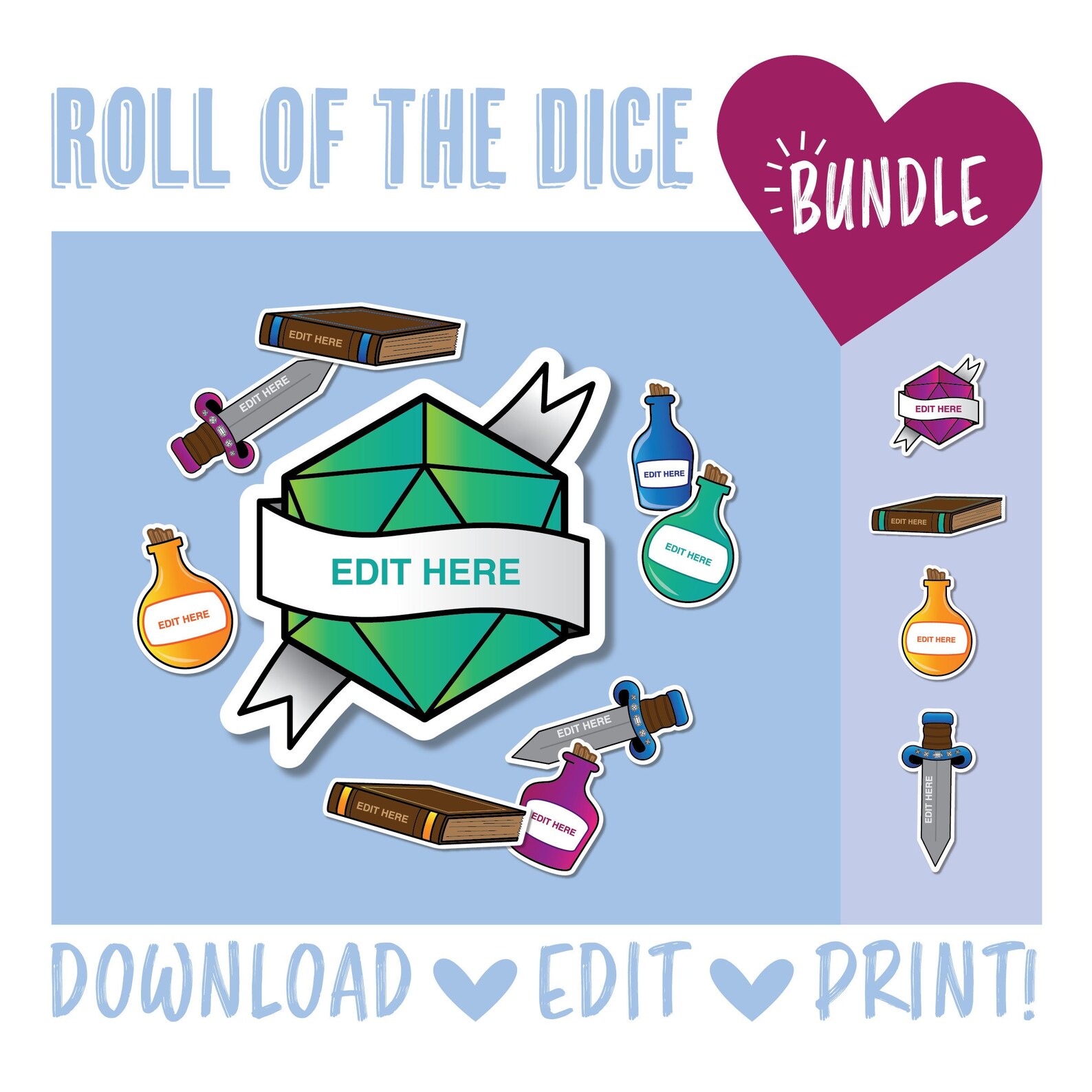 Roll of the Dice Door Decorations, TTRPG, Wizards, 20 Sided Dice ...