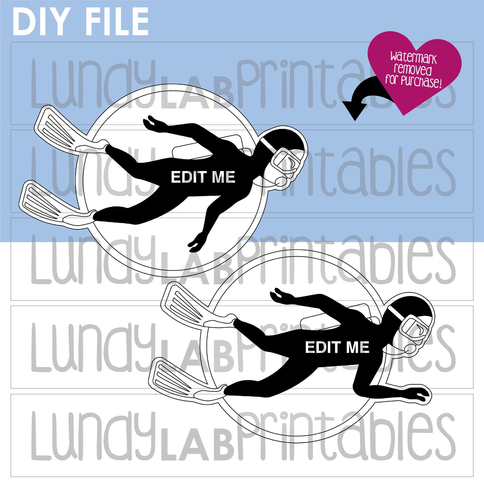 Scuba Divers Door Decoration / Printable / Sea / Swim / Sport ...