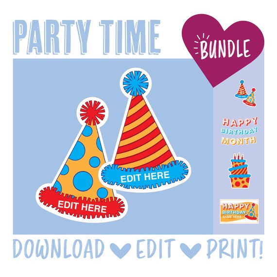 Party Time Door Decoration / Birthday / Hat / Cake / Birthday | Etsy