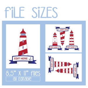 Lighthouses Door Decoration / Printable / Nautical Theme / Navy ...