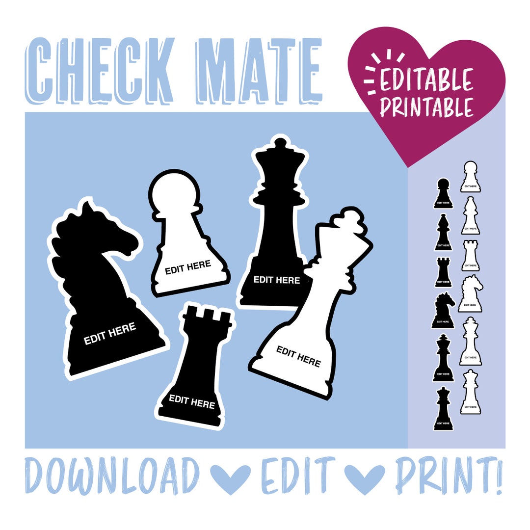 Check Mate Door Decoration / Board Game / Family Game Night / Printable ...