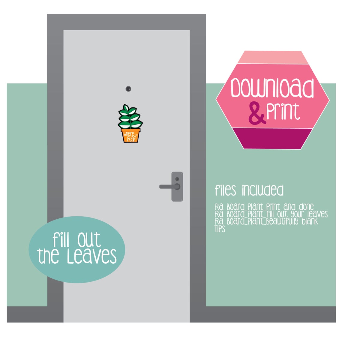 Potted Plant RA Board / Printable / on Duty Board / Where Am - Etsy