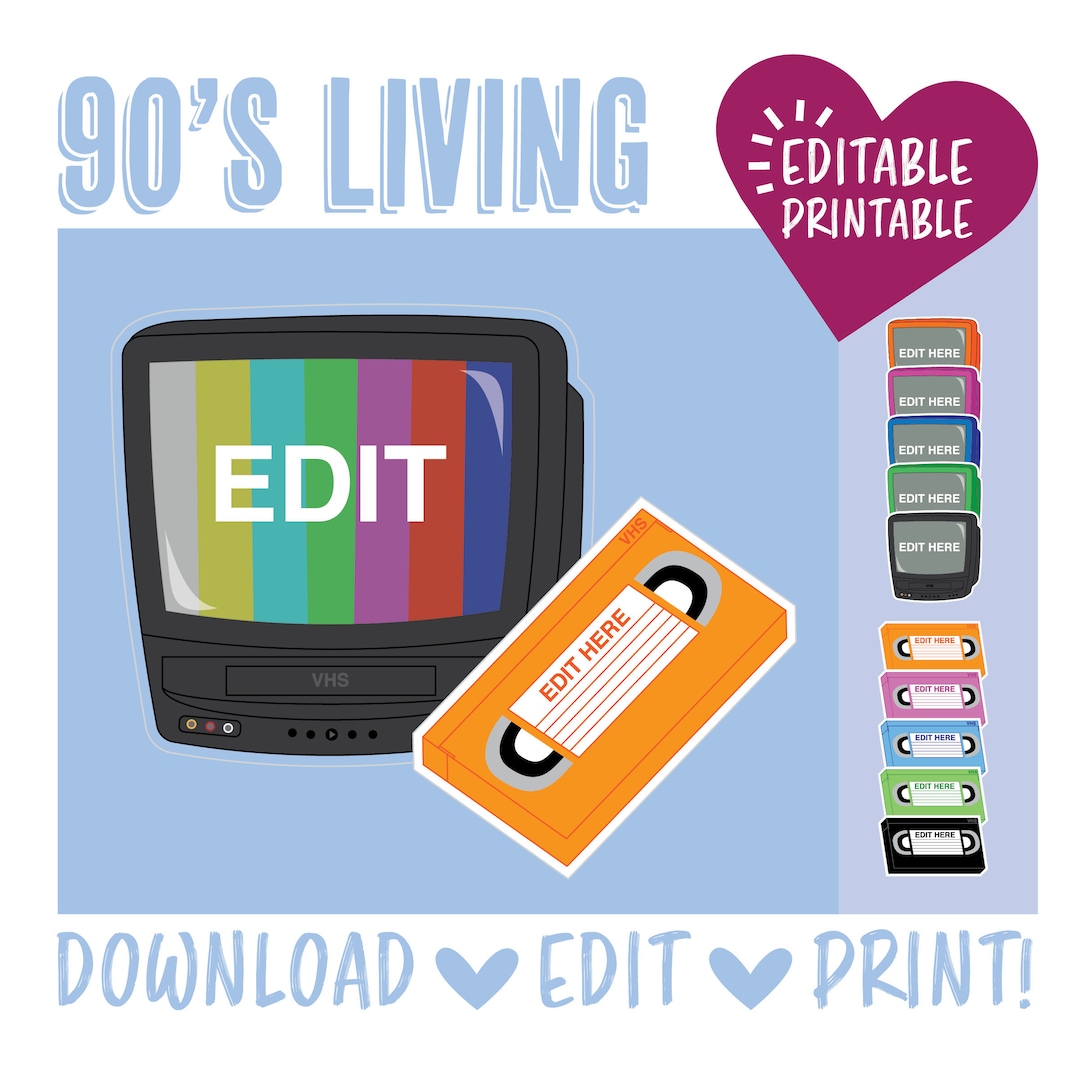 90's Living Door Decoration / VHS / VCR / Television / Nick / Nostalgia ...