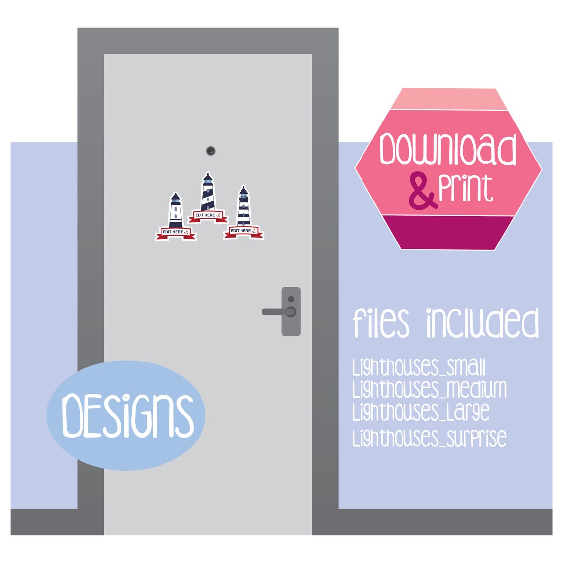 Lighthouses Door Decoration / Printable / Nautical Theme / | Etsy