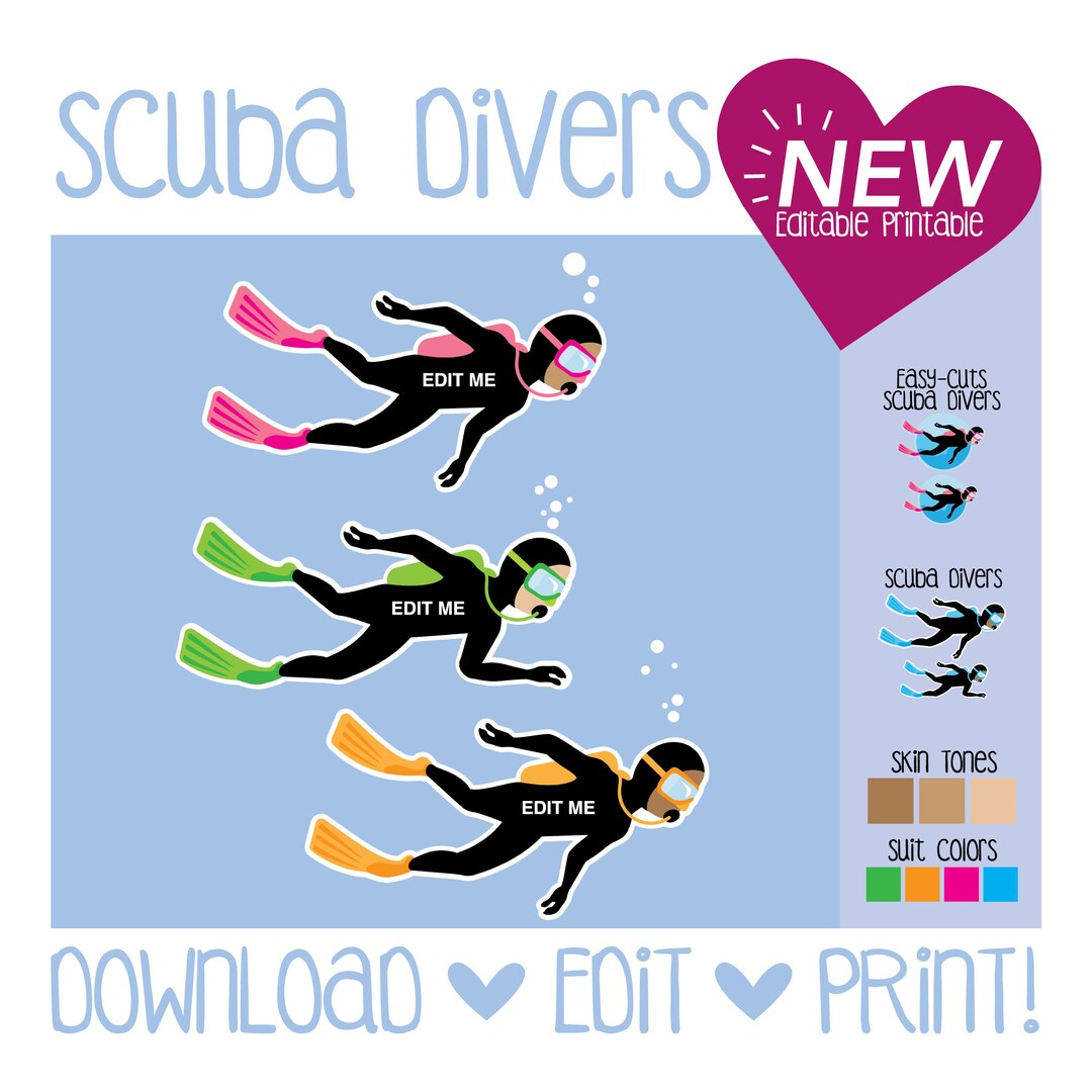 Scuba Divers Door Decoration / Printable / Sea / Swim / Sport ...