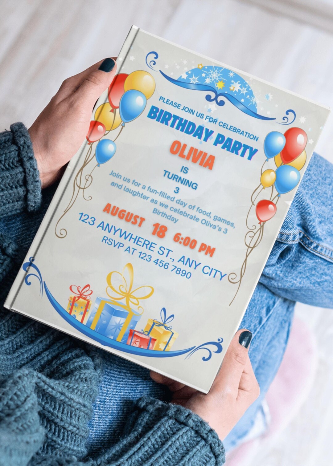 Editable Birthday Invitation, Custom Birthday Invitation Card, Child ...