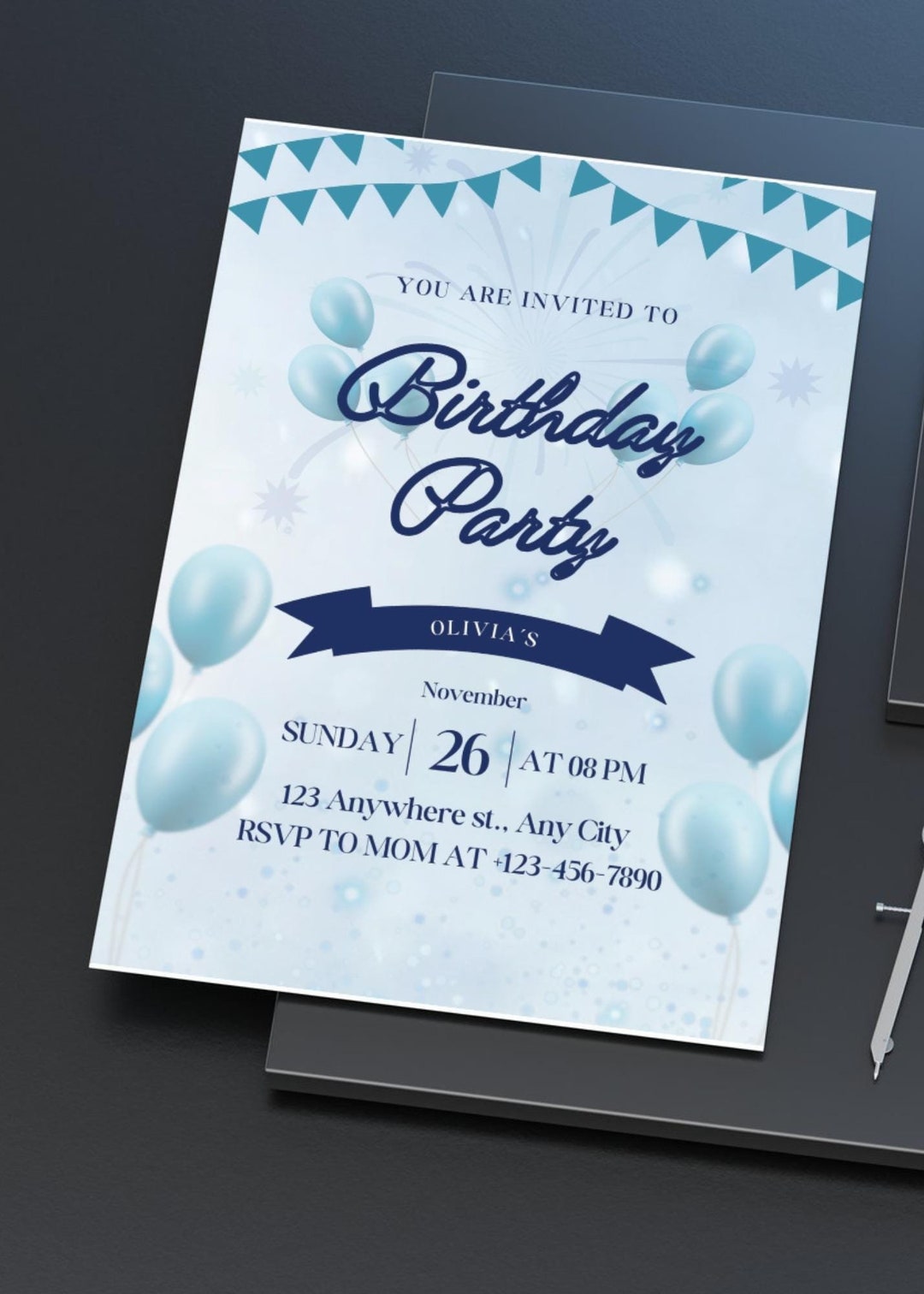 Editable Birthday Invitation, Custom Birthday Invitation Card, Child ...