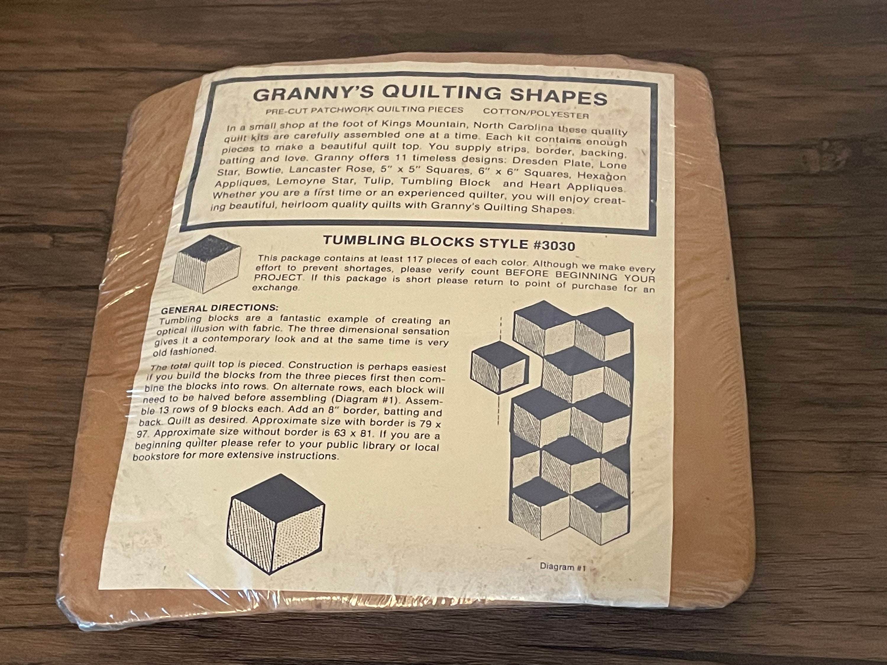 Grannys Quilting Shapes Pre-cut Patchwork Quilting Pieces Kit, Tumbling ...