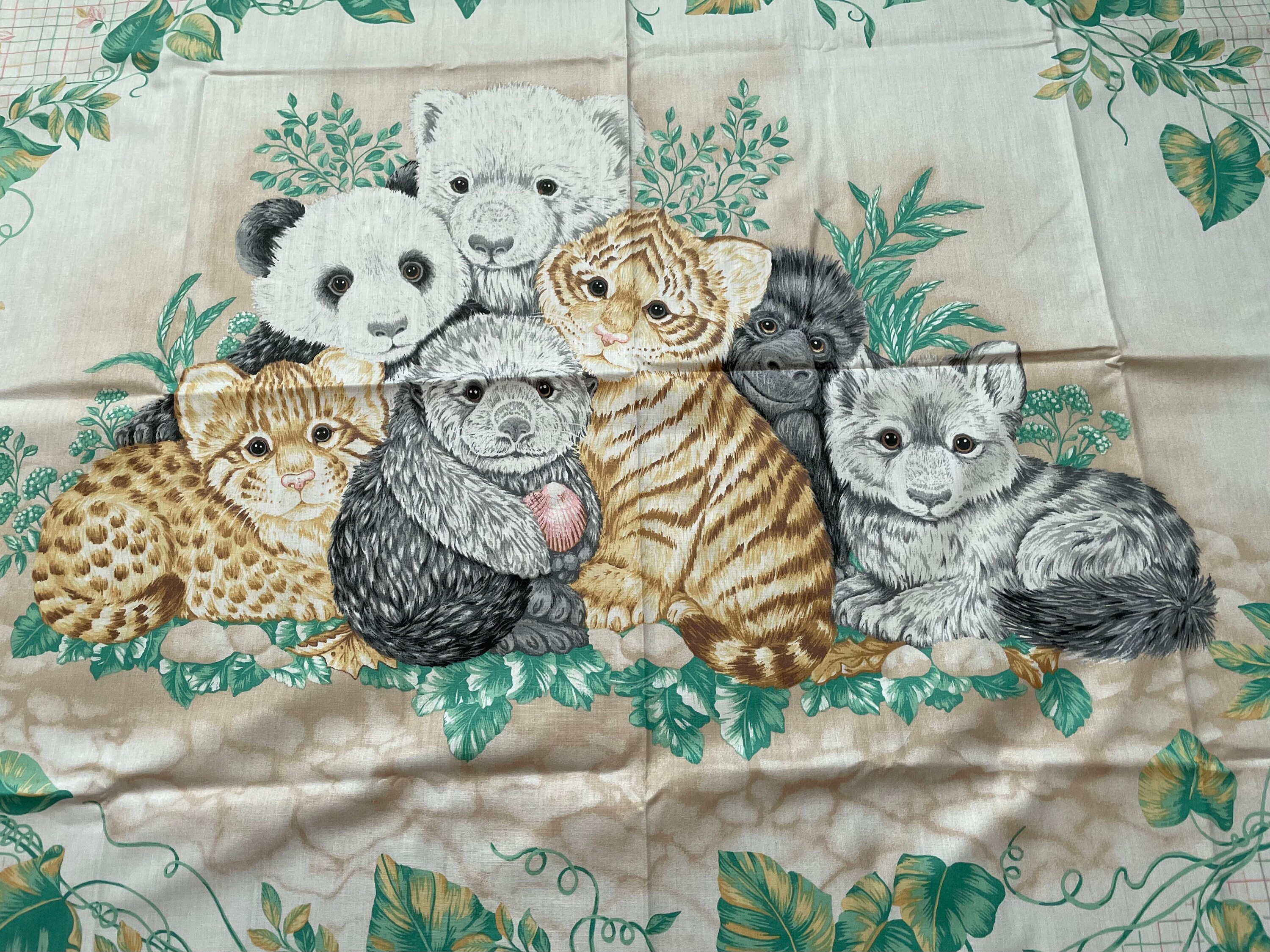 Baby Jungle Animals Fabric Panel Plus an Additional Yard+ of ...
